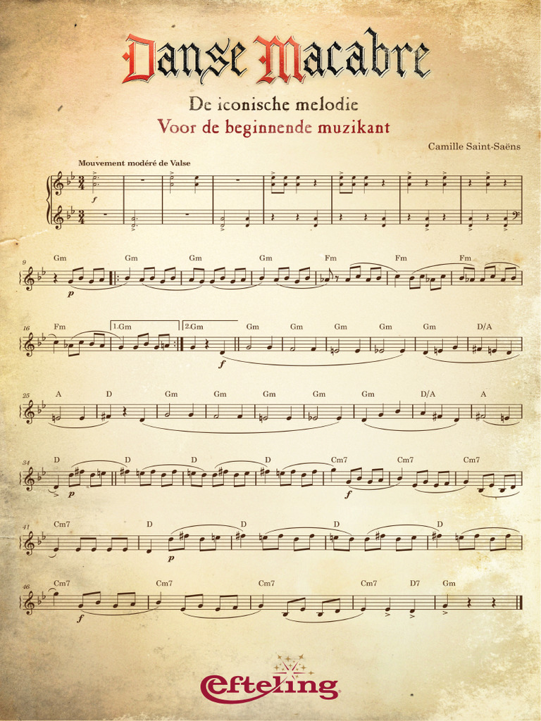 Efteling Dansemacabre Bladmuziek Beginnendemuzikant | PDF