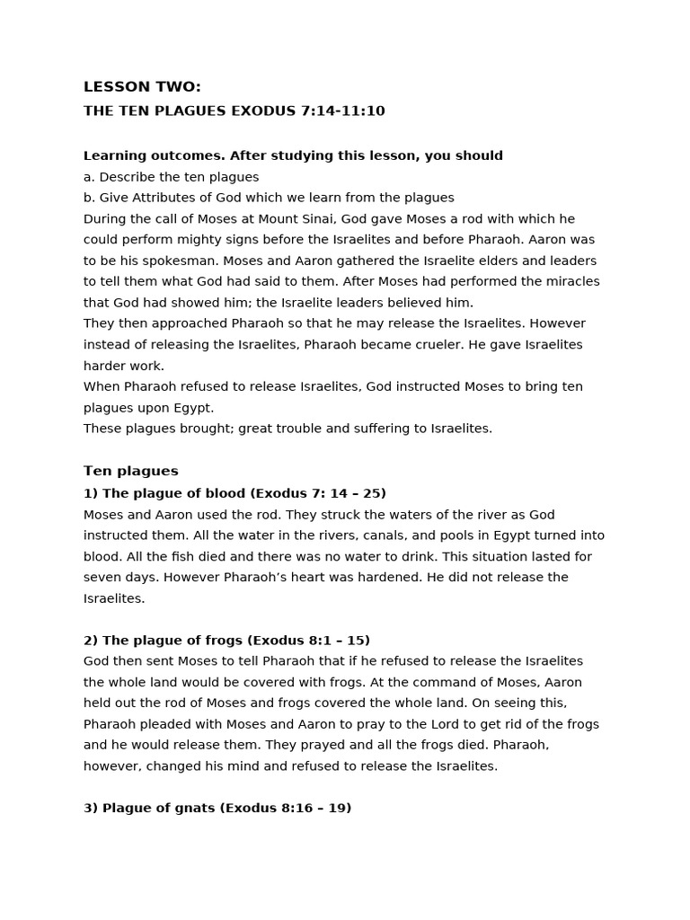 THE TEN PLAGUES | PDF | The Exodus | Moses
