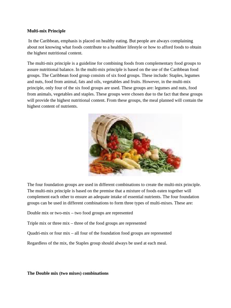 The Multi-Mix Principle Hand-Out | PDF | Staple Foods | Foods