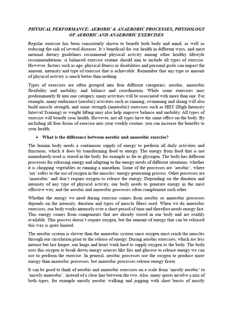 Aerobic and Anaerobic | PDF | Aerobic Exercise | Strength Training