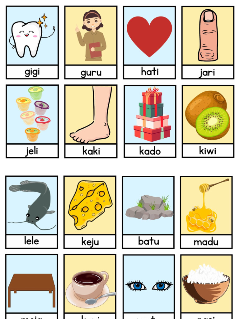 Flash Card Dua Suku Kata | PDF
