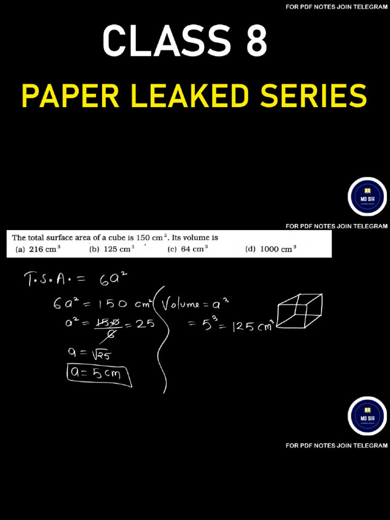 Volume & Surface Area Paper Leaked | PDF