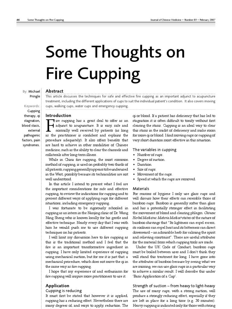 Chinese Fire Cupping | PDF | Traditional Chinese Medicine | Acupuncture