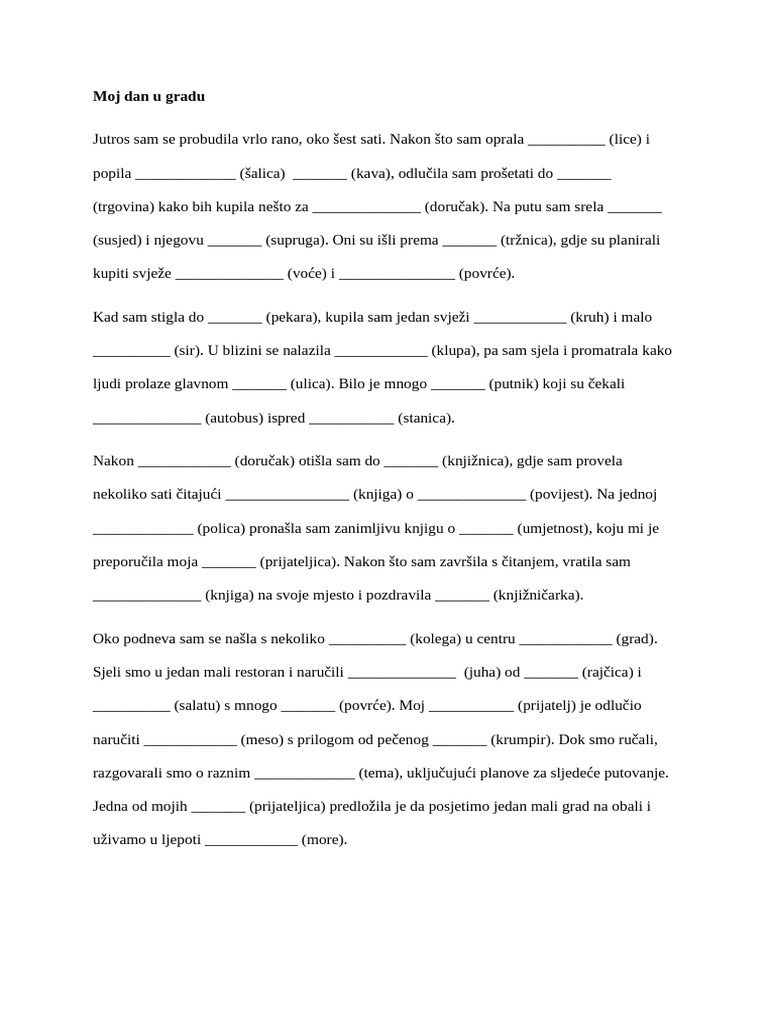 Velika vježba deklinacije imenica | PDF