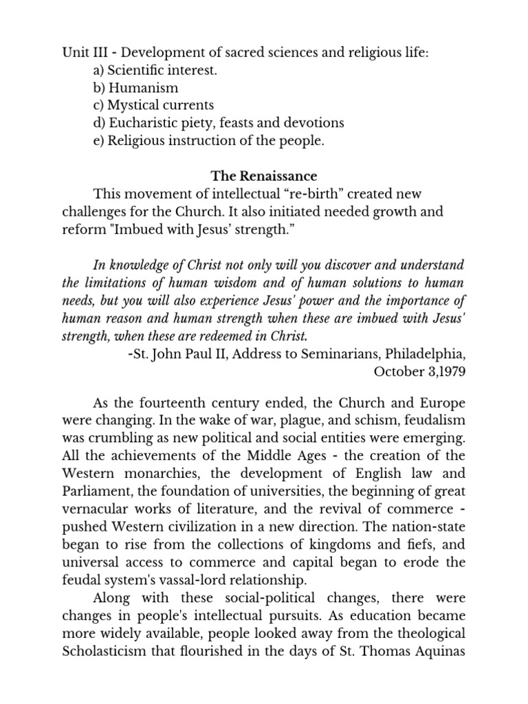 Unit 3 Development of Sacred Science and Religious Life | PDF | Michelangelo | Raphael