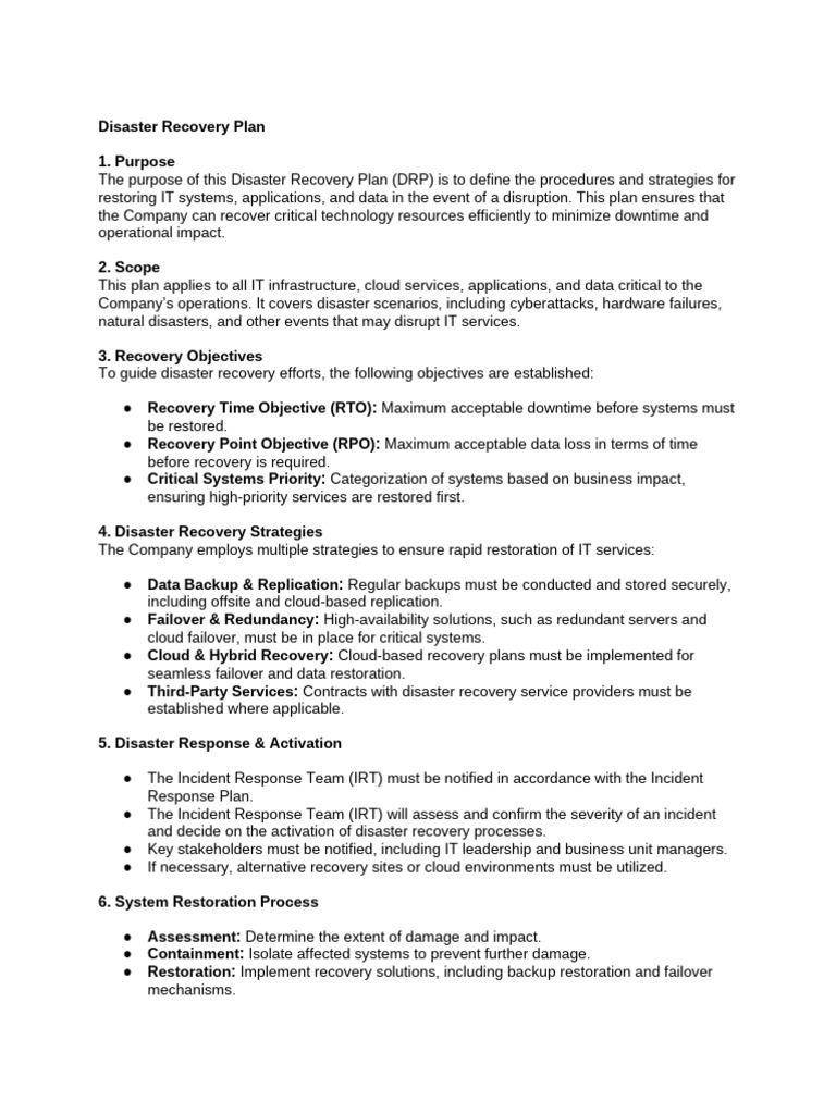 Disaster Recovery Plan | PDF | Computing | Information Technology