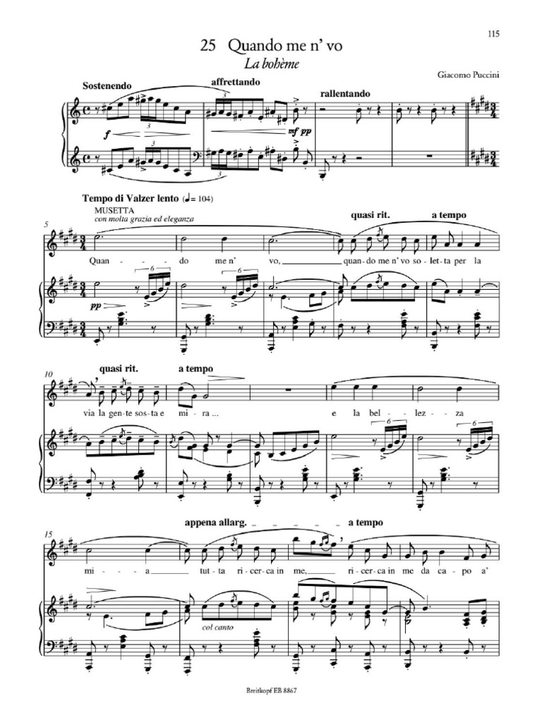 Quando Men Vo (La Bohème) | PDF