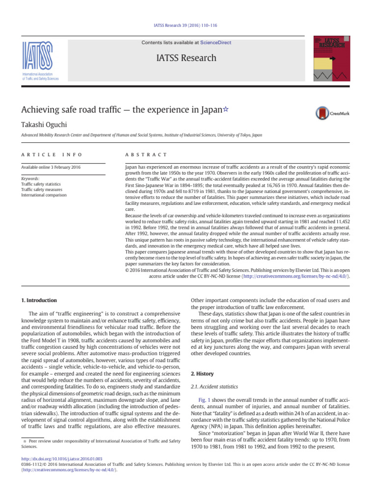 Achieving Safe Road Traffic - The Experience in Japan | PDF | Traffic Collision | Traffic
