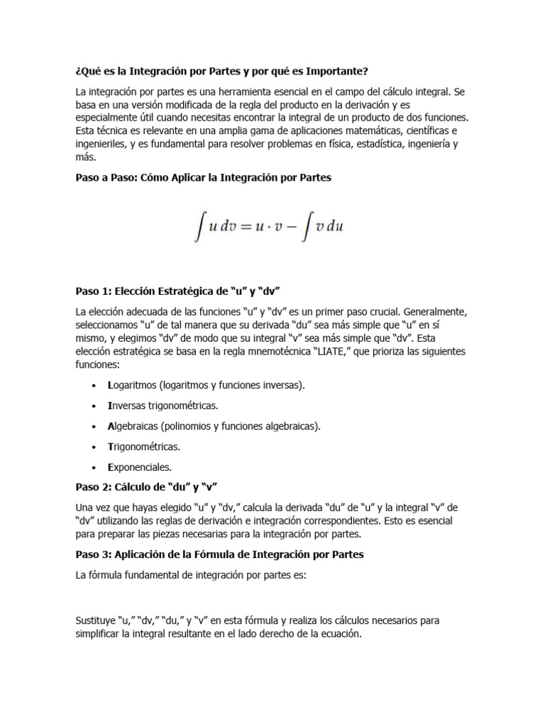 Guía de Integración por Partes | PDF