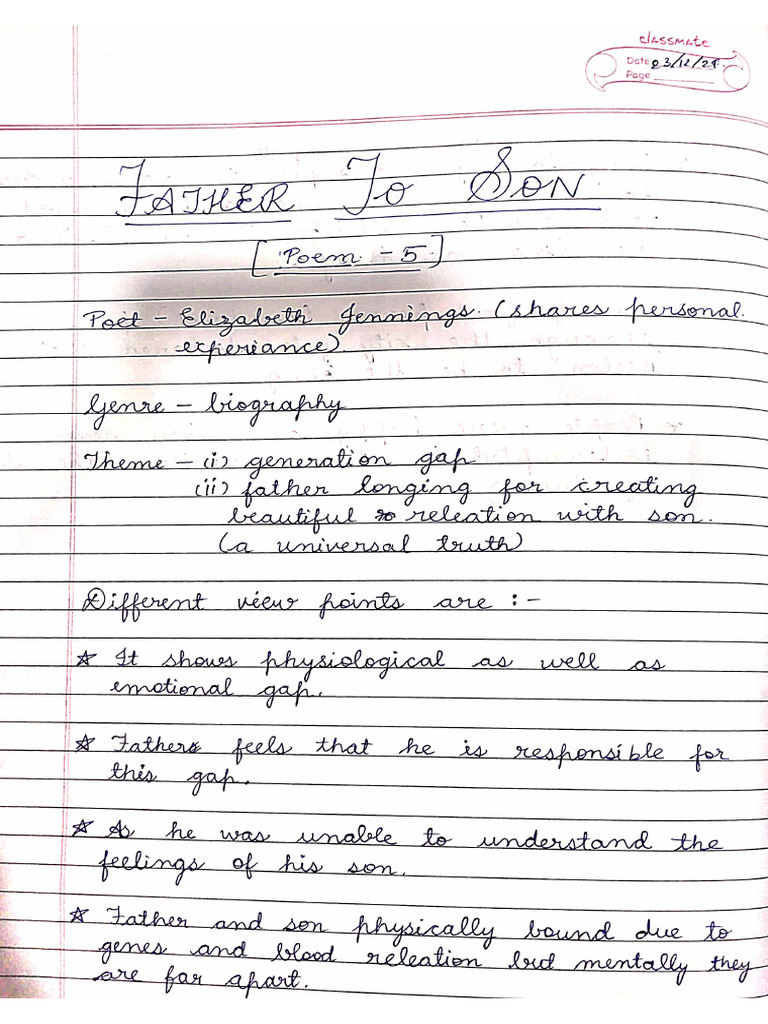 English Poem 5 Father To Son | PDF