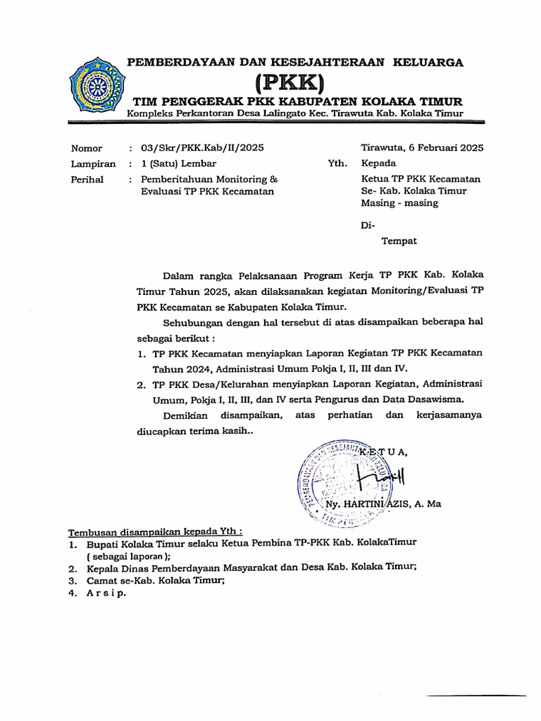 Surat Monev PKK Kecamatan 2025 PART 2 | PDF