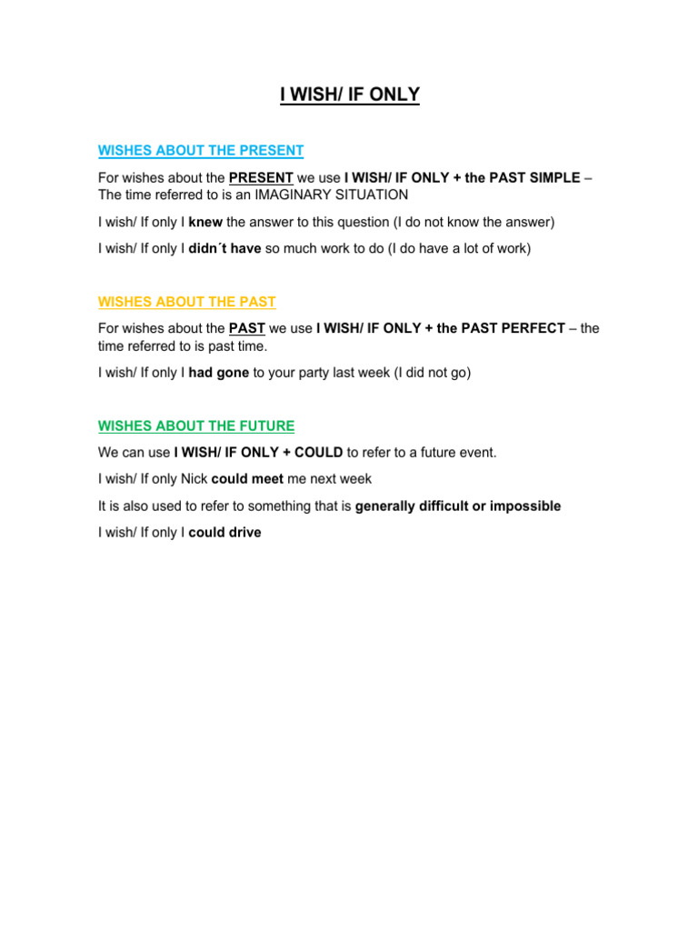 I Wish - If Only | PDF