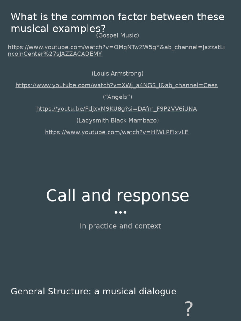 SF2 - Call and Response | PDF | Entertainment | Performing Arts