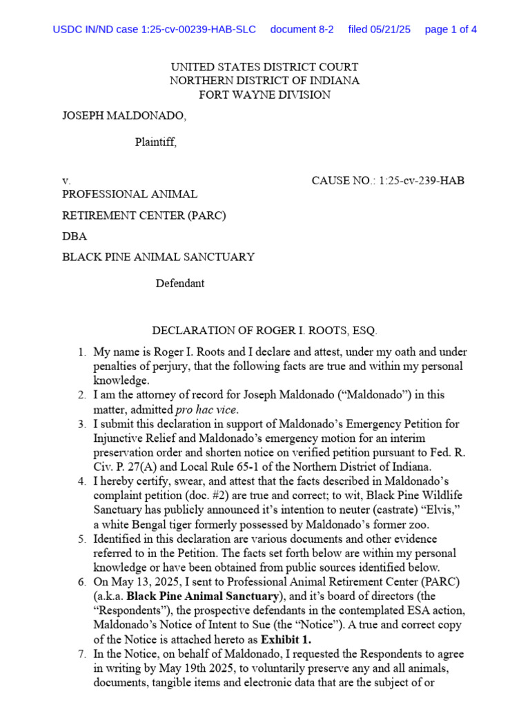 Declaration of Roger I Roots Esq. | PDF | Endangered Species Act Of ...