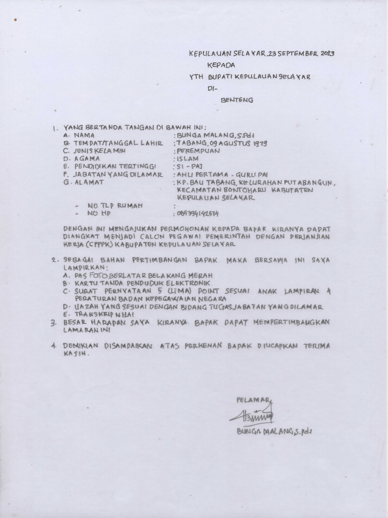 Lamaran Bunga Malang059 | PDF