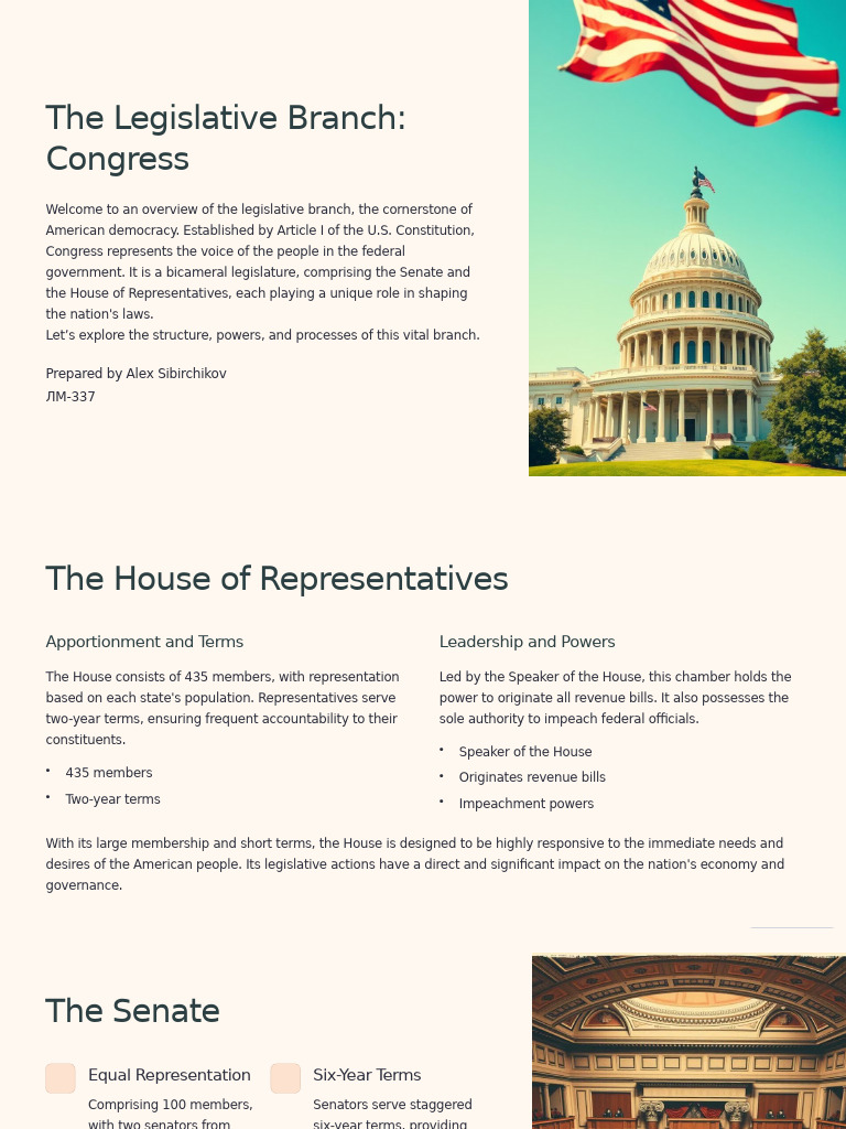The Legislative Branch | PDF | United States Congress | American Government