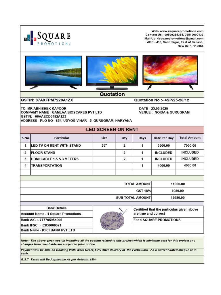 Quotation No - 12 Gamlaa Bioscapes Pvt. LTD | PDF | Payments