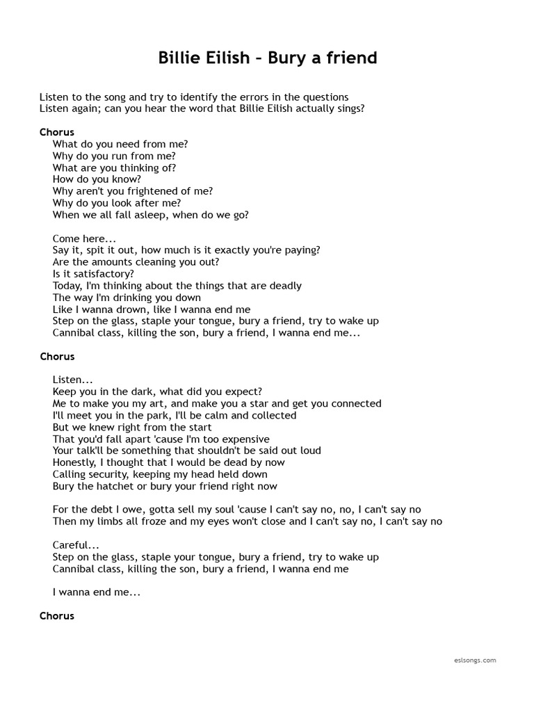 Billie Eilish Bury A Friend | PDF
