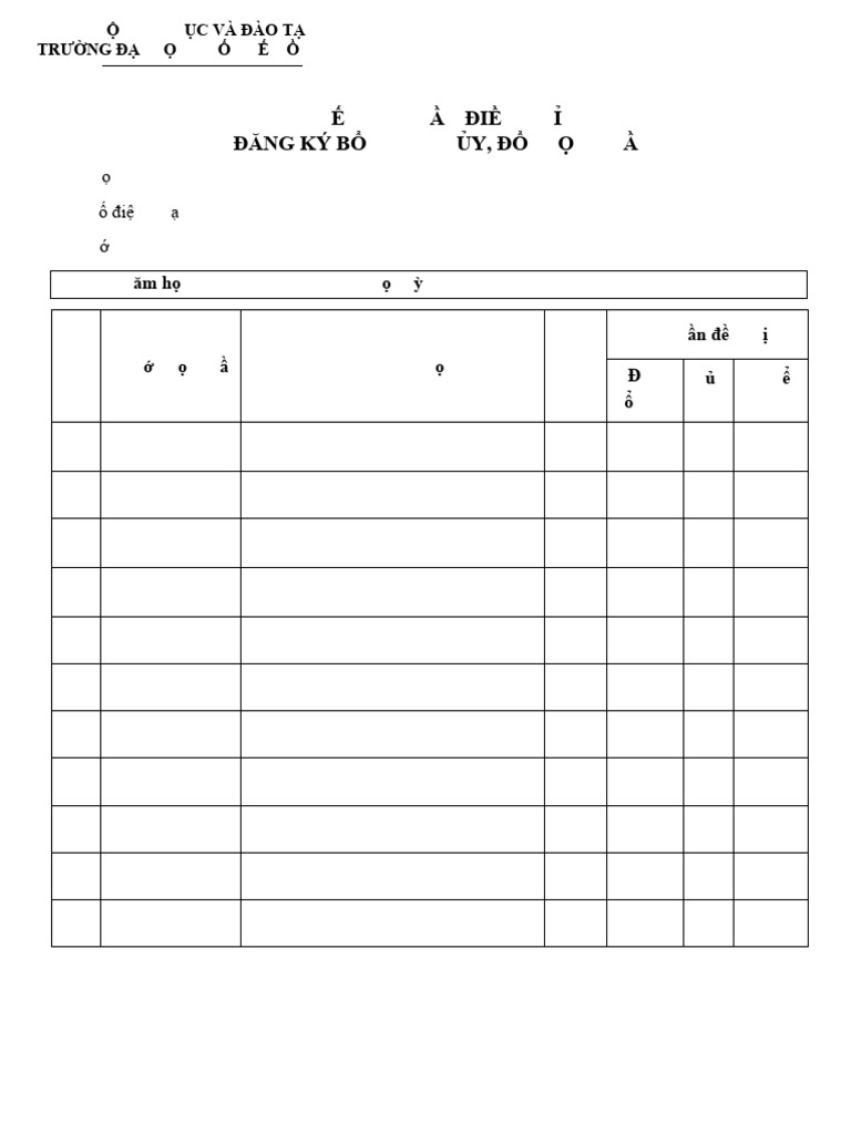 DTDH07. Phieu Yeu Cau Dieu Chinh Dang Ky Bo Sung Huy Doi Nhom HP | PDF