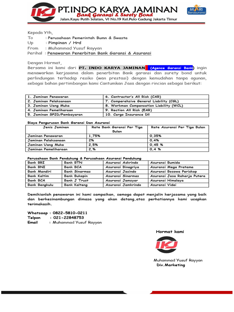 Penawaran Muhammad Yusuf Rayyan | PDF