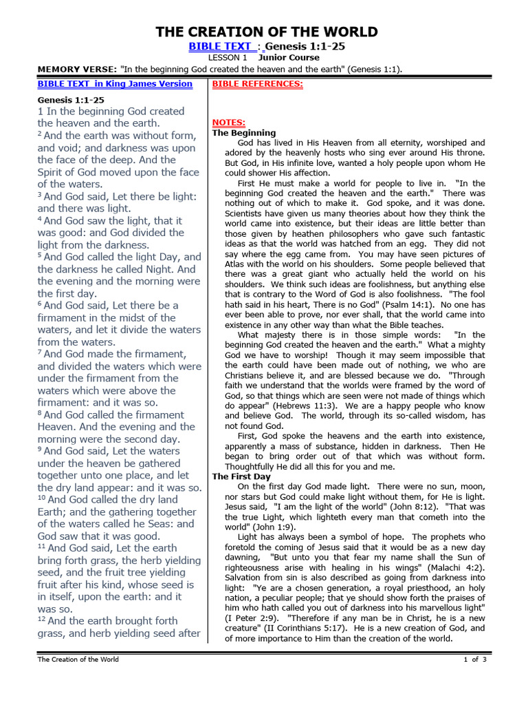 01 - 01J - The Creation of The World | PDF | Genesis Creation Narrative ...