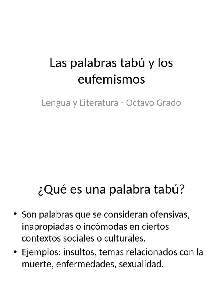 Palabras Tabu y Eufemismos Octavo | PDF
