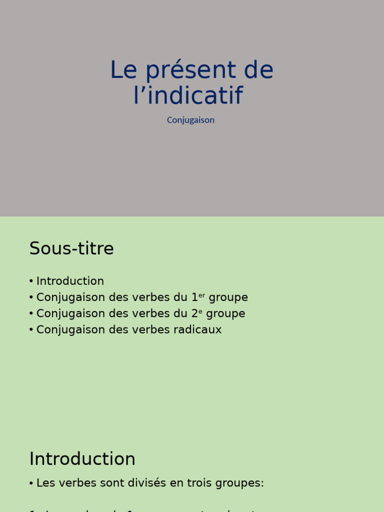 Conjugaison des verbes à l'indicatif | PDF