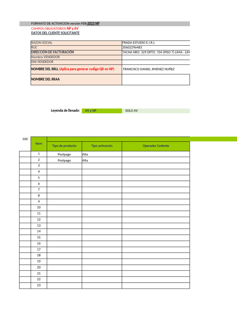 Formato - Activación - Checklist - FEB 2023 NP | PDF