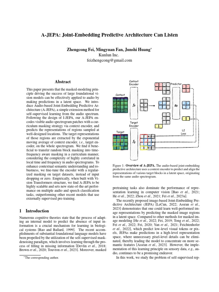 A-JEPA Joint-Embedding Predictive Architecture Can Listen1 | PDF | Data Compression ...