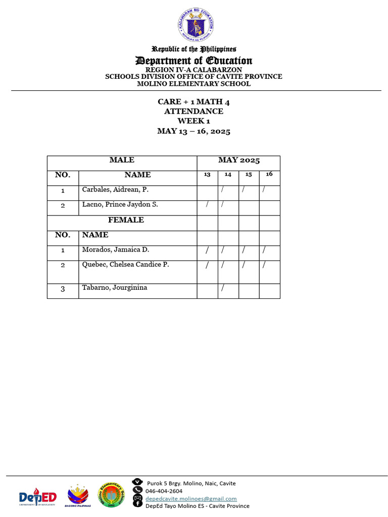 Attendance Care 1 Math 46 | PDF | Government | Public Administration