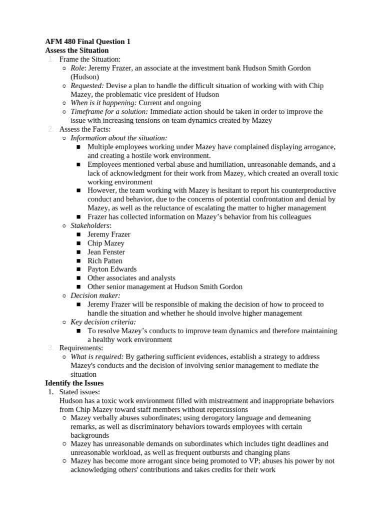 AFM 480 Final Question 1 | PDF | Risk | Behavior