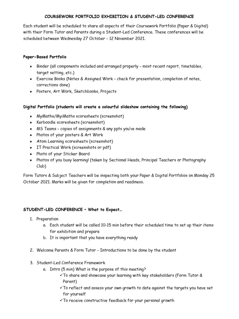 Student-Led Conference 2021 Guide | PDF | Learning