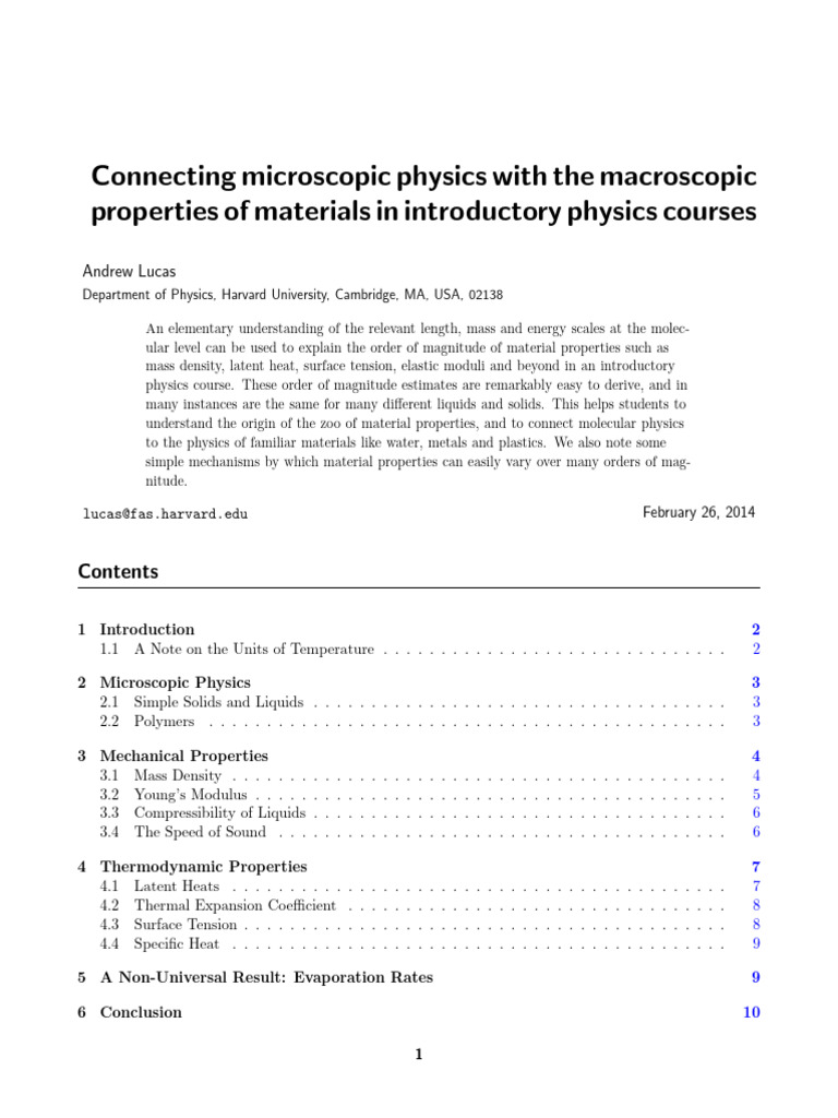 Order of Magnitude Physics | PDF | Liquids | Polymers