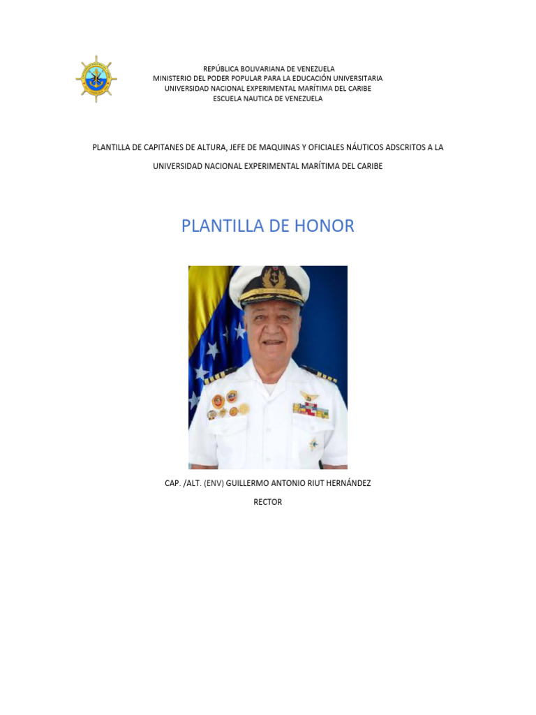 Plantilla de Honor de La Escuela Nautica | PDF