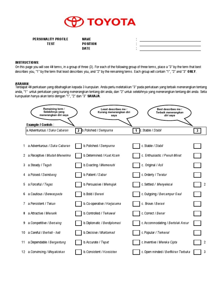 Personality Profile Assessment: Understanding Individual Traits and ...