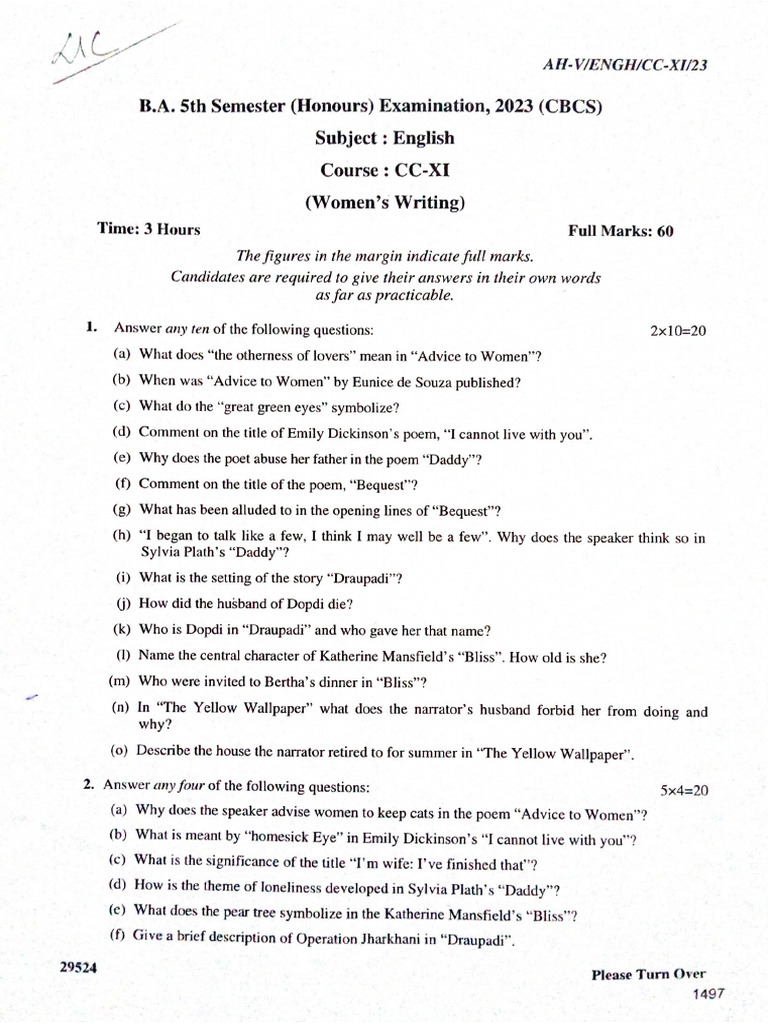 2 Hons Sem-V 2023 CC-11 | PDF