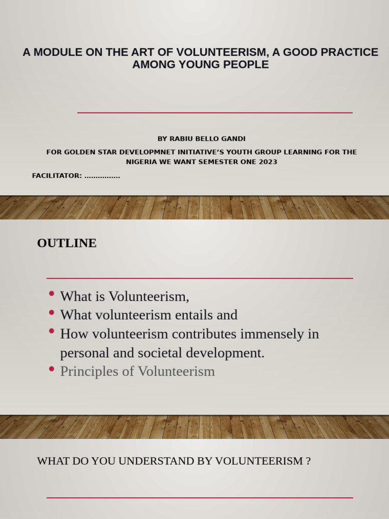 The Art of Volunteerism, A Good Practice | PDF | Volunteering