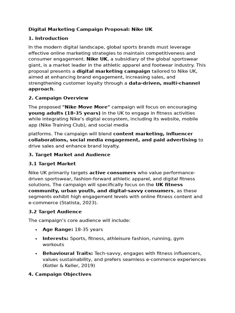 Nike UK Digital Marketing Proposal | PDF | Digital Marketing | Marketing