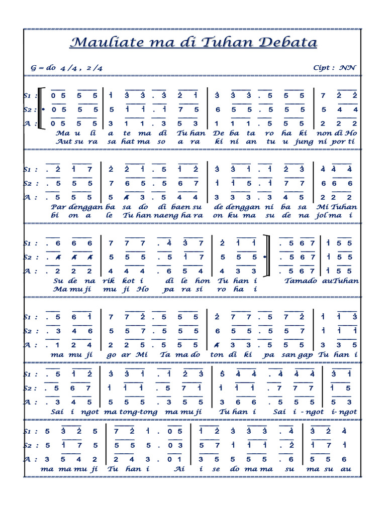 Mauliate Ma Di Tuhan Debata | PDF