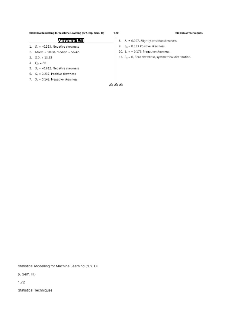 Statistical Modelling For Machine Learning (S.Y. Di P. Sem. III) 1.72 ...