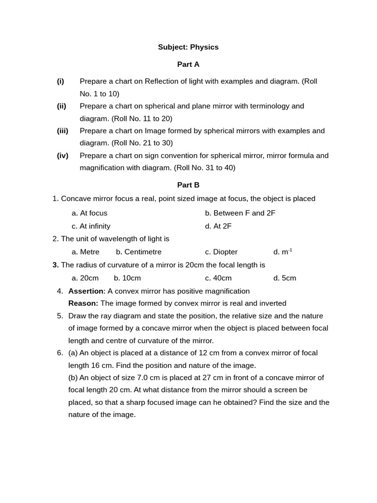 Subject: Physics Part A (I) | PDF