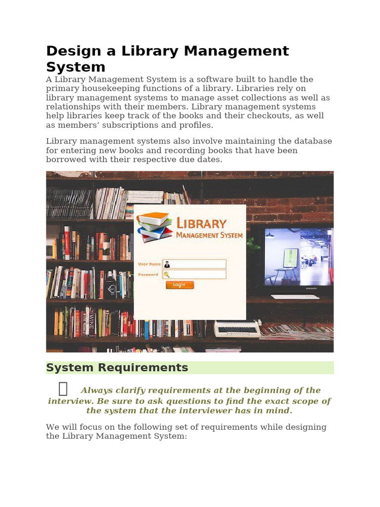 Library Management System Design Guide | PDF | Libraries | Books