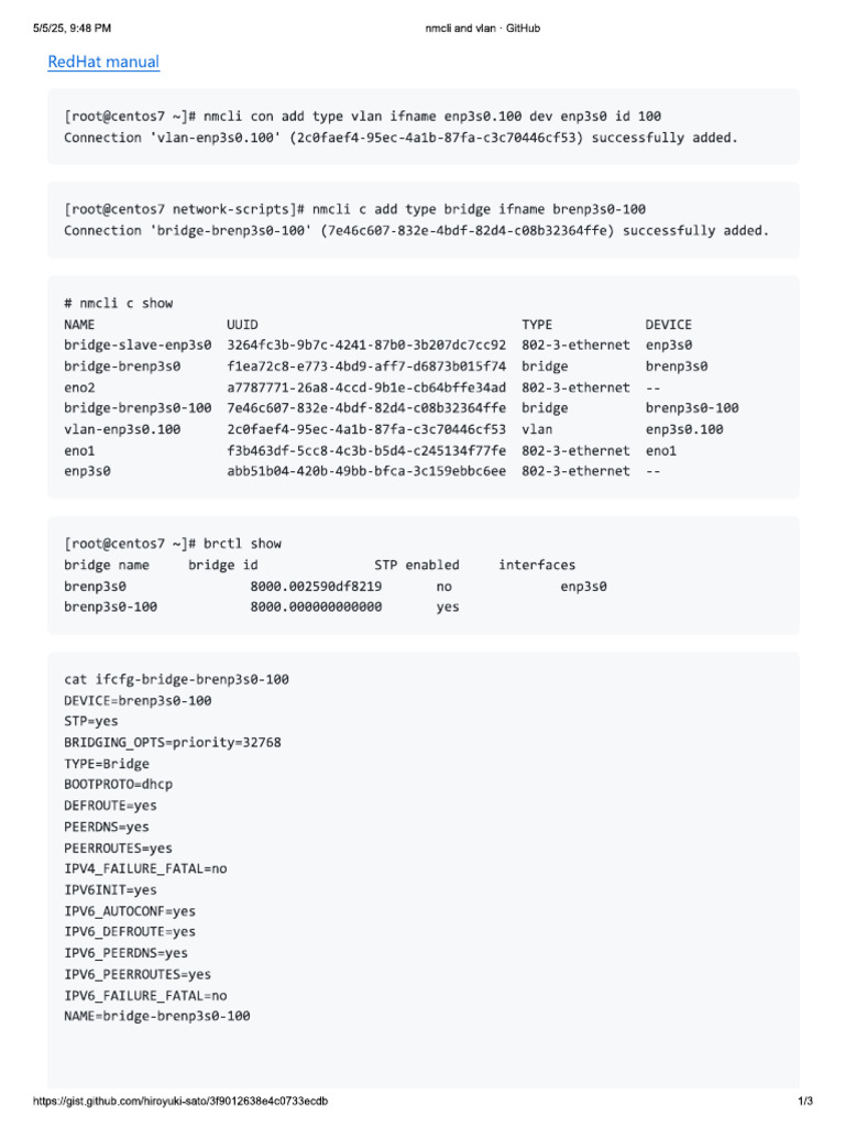Nmcli and Vlan GitHub | PDF