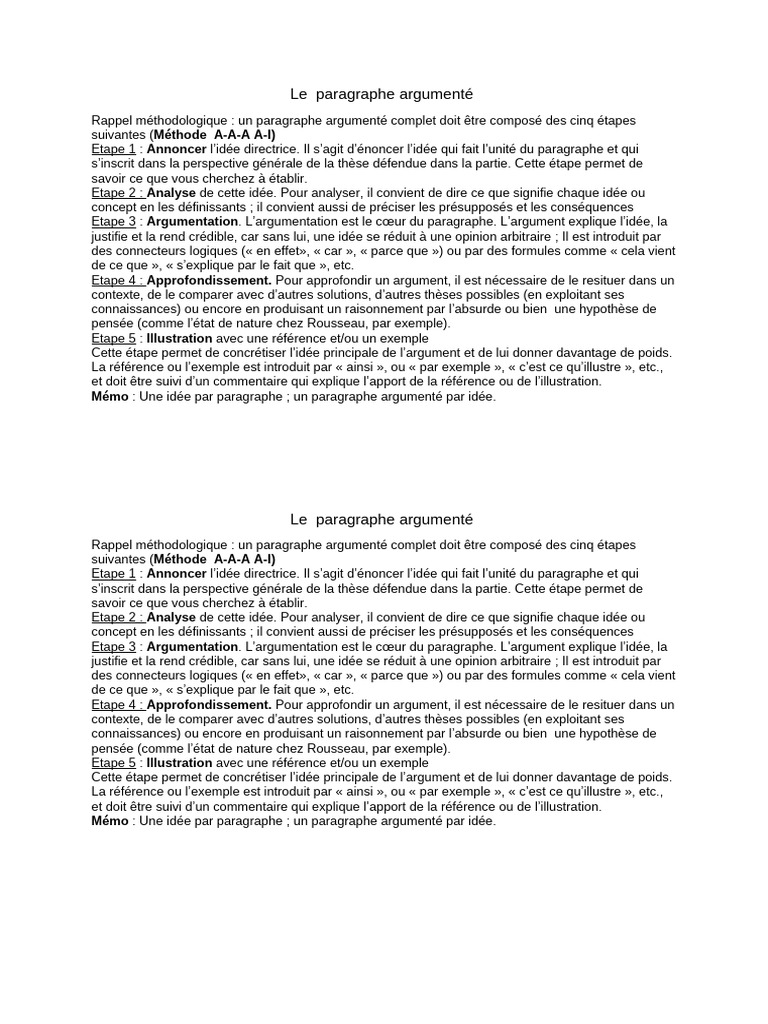 Le Paragraphe Argumenté (1) 2 | PDF | Argumentation