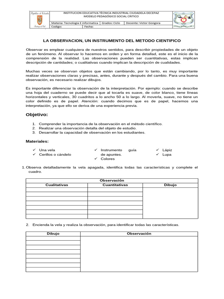 Dibujo y Observación en Ciencia | PDF | Observación | Dibujo