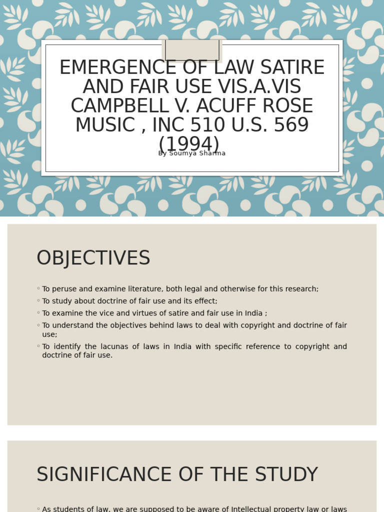 Emergence of Law Satire and Fair Use Vis | PDF | Fair Use | Fair Dealing