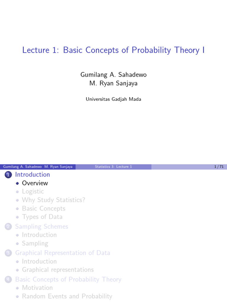 LECTURE 1 Basic Concepts of Probability Theory I | PDF | Sampling (Statistics) | Stratified Sampling