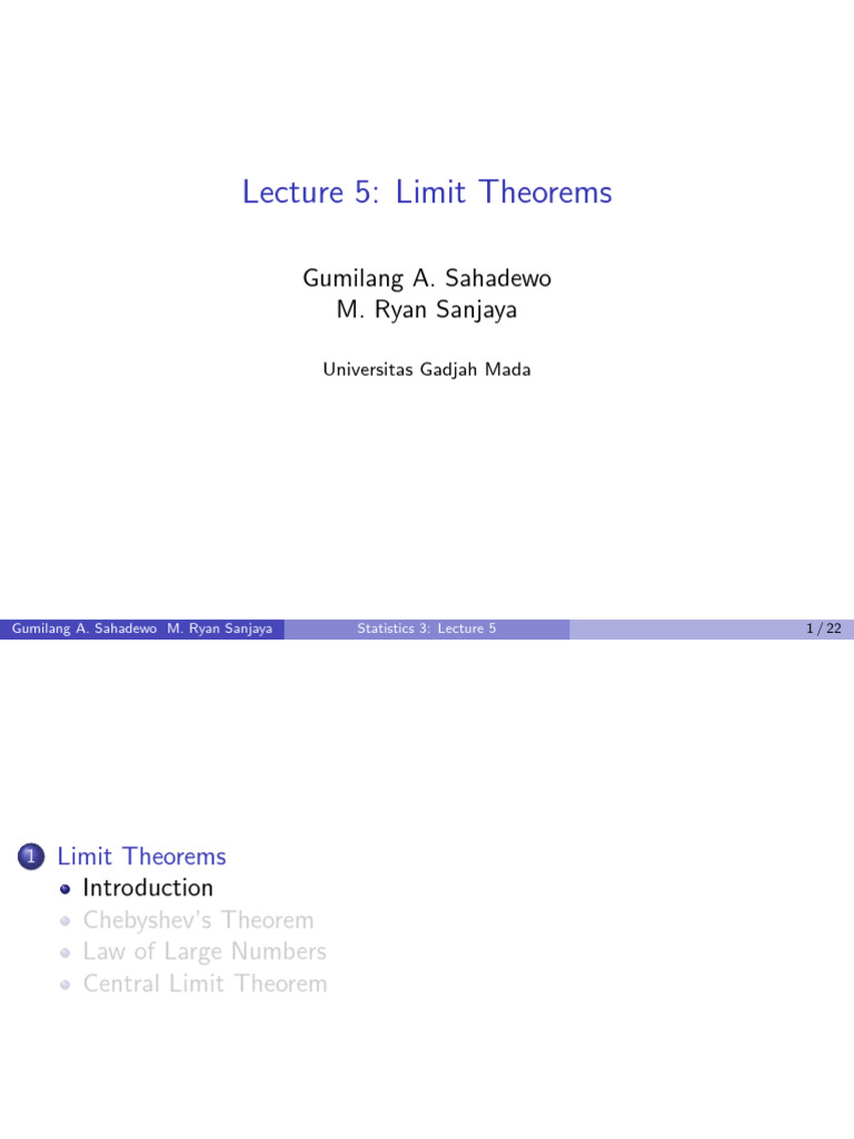 LECTURE 5 Limit Theorems | PDF | Variance | Normal Distribution
