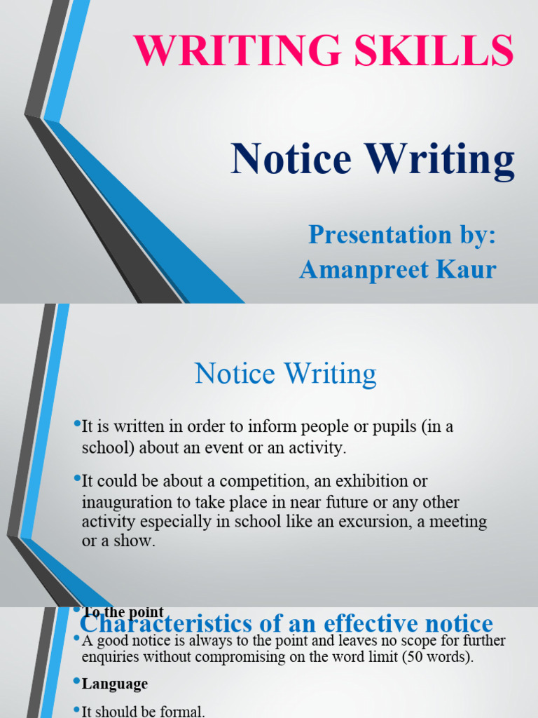 Notice Writing | PDF