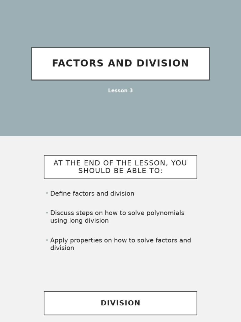 Factors and Division | PDF